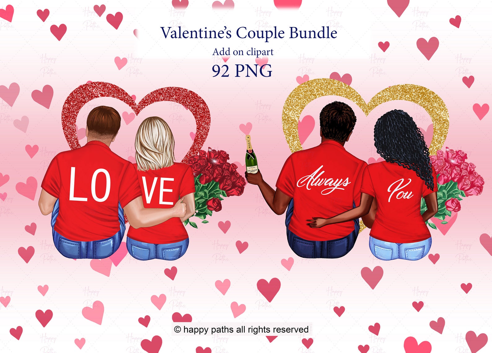 Valentine's Day Couple Clipart Create Your Own Romantic - Etsy