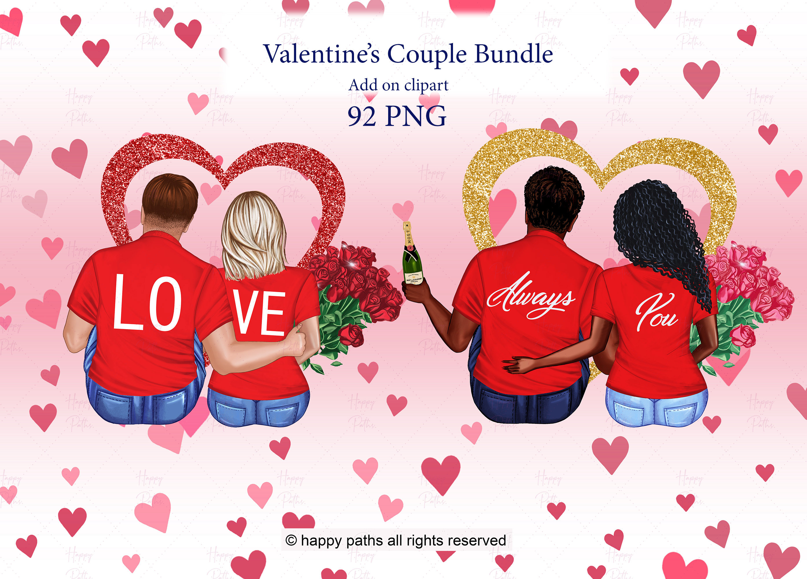 Valentine's Day Couple Clipart Create Your Own Romantic - Etsy