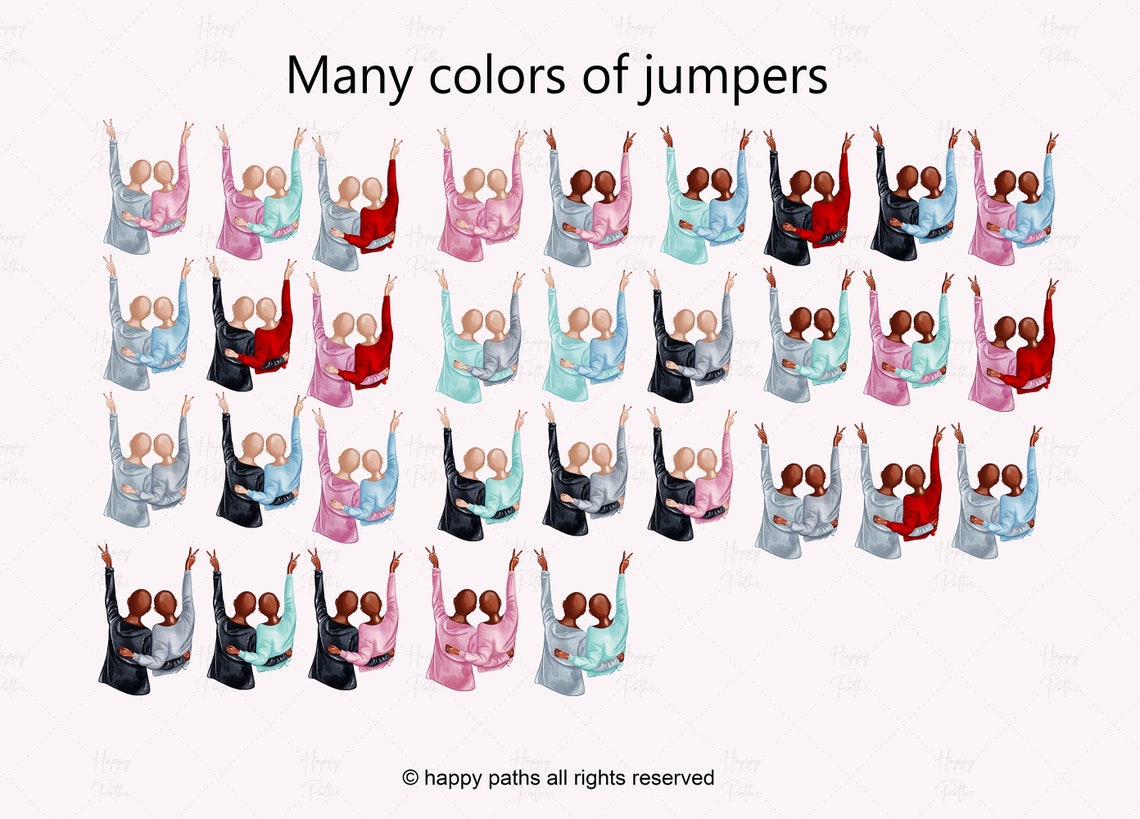 Customizable Best Friends Clipart Bff Illustration | Etsy Canada