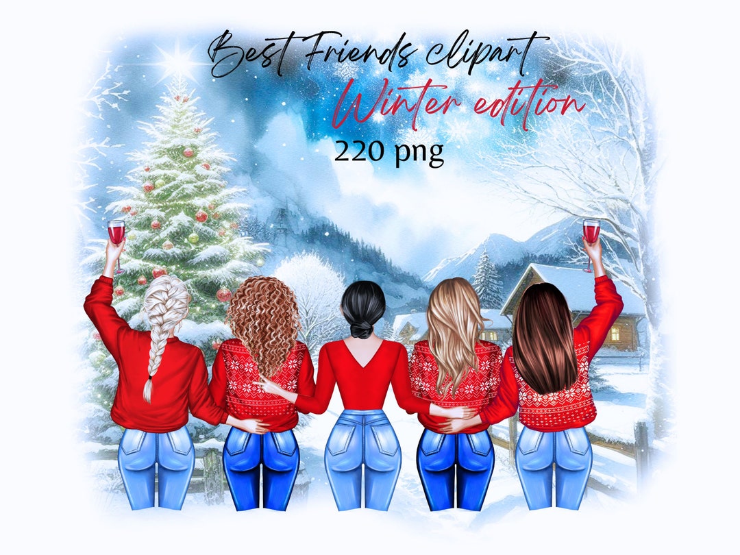Custom Best Friends Christmas Clipart, Group Friendship, Best Friends ...