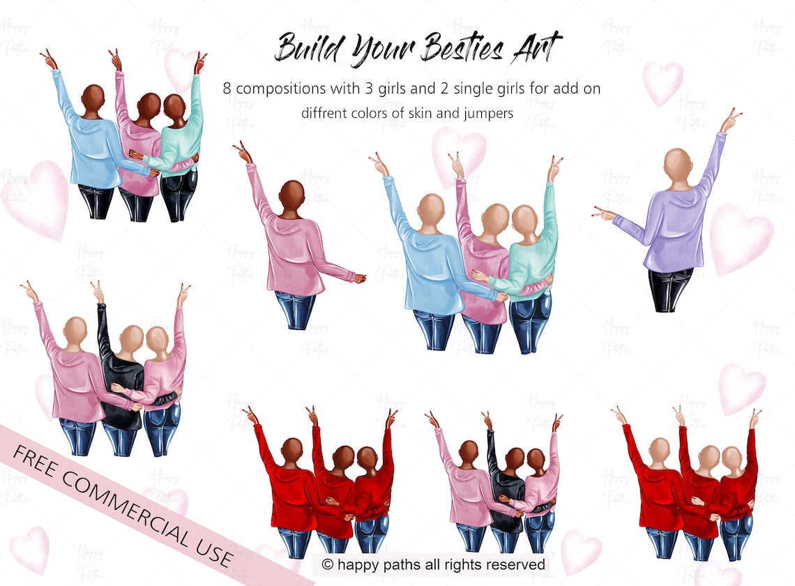 Buy and Build Your Own Best Friends Custom Art Besties | Etsy