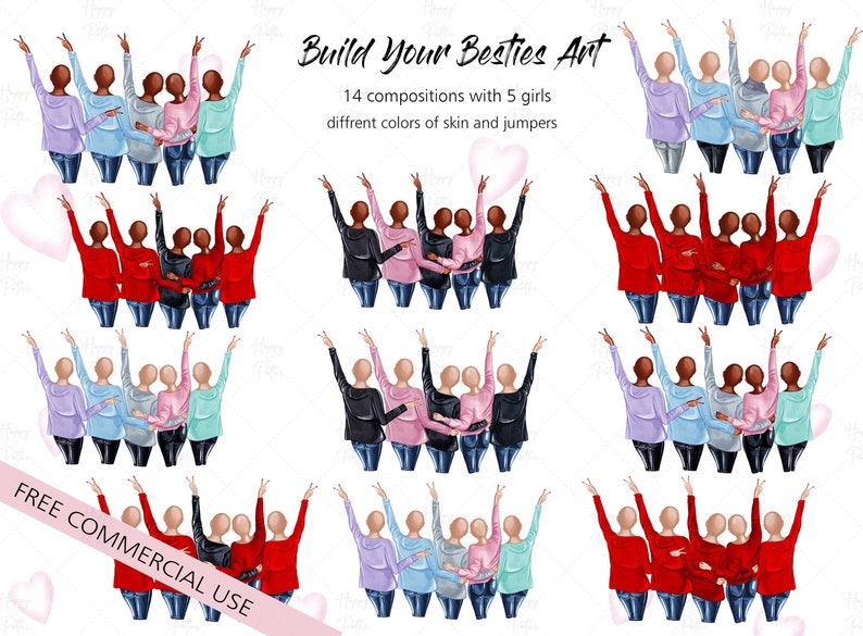 Buy and Build Your Own Best Friends Custom Art Besties - Etsy