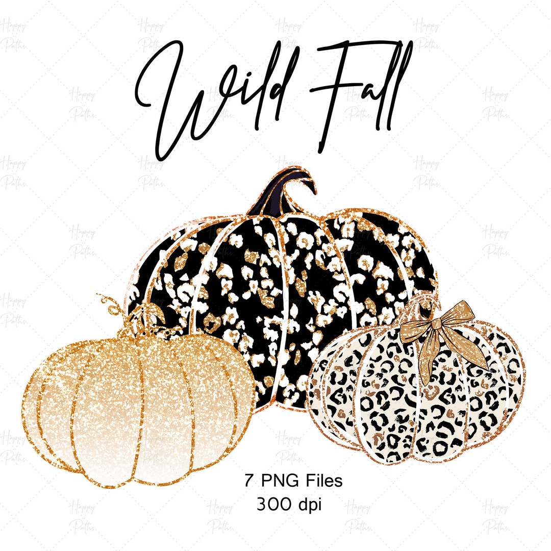 Leopard Print Pumpkin Clipart: Glitter Fall Thanksgiving (PNG) - Etsy
