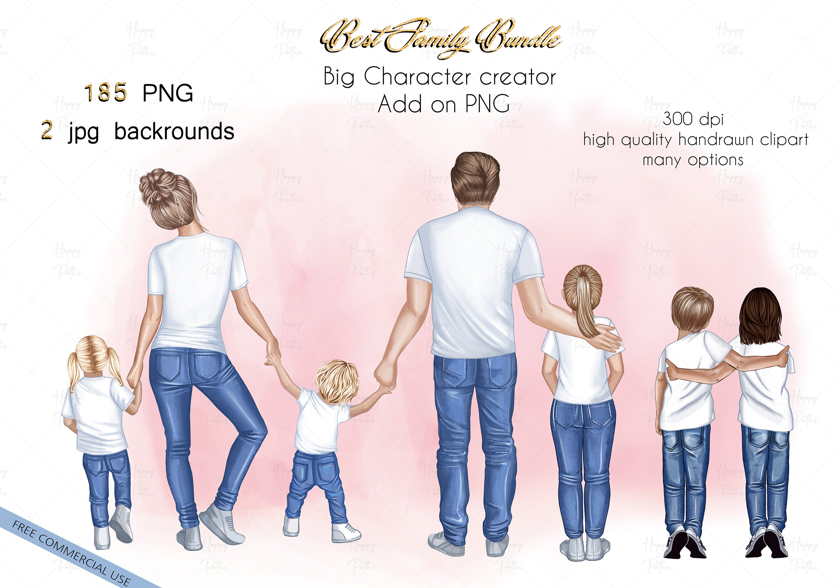 Family Illustration Creator, Mother Father Clipart, Daughter Son ...