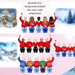 Custom Best Friends Christmas Clipart, Group Friendship, Best Friends ...