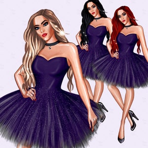 Halloween Clipart Set With Many Fashion Girls, Witches Clipart ...
