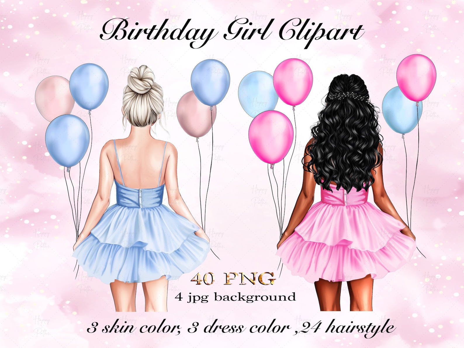 Birthday Girl Clipart Birthday Party Clipart Birthday Cake Decor ...
