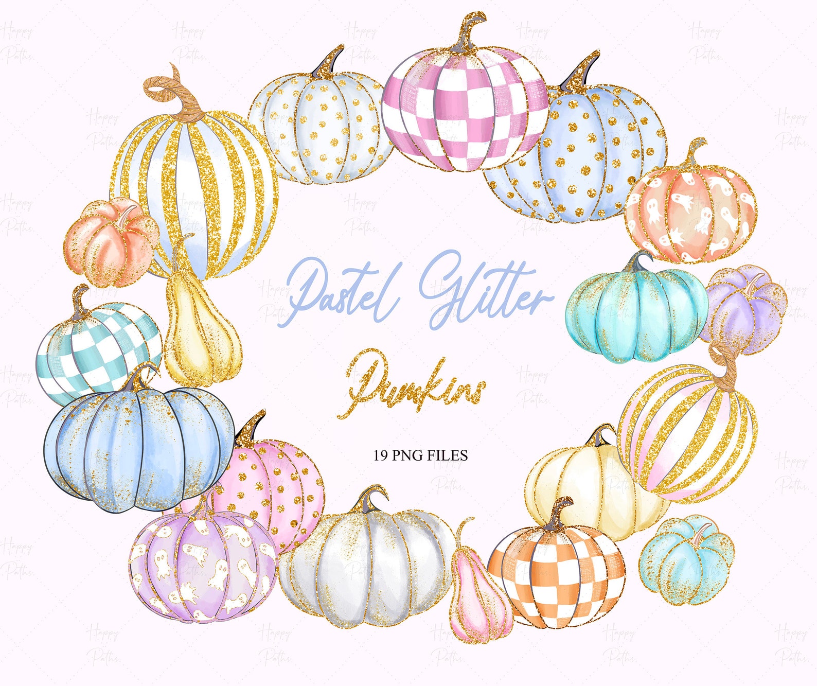Pumpkins Clipart, Halloween Clipart, Halloween Design Handpainted ...