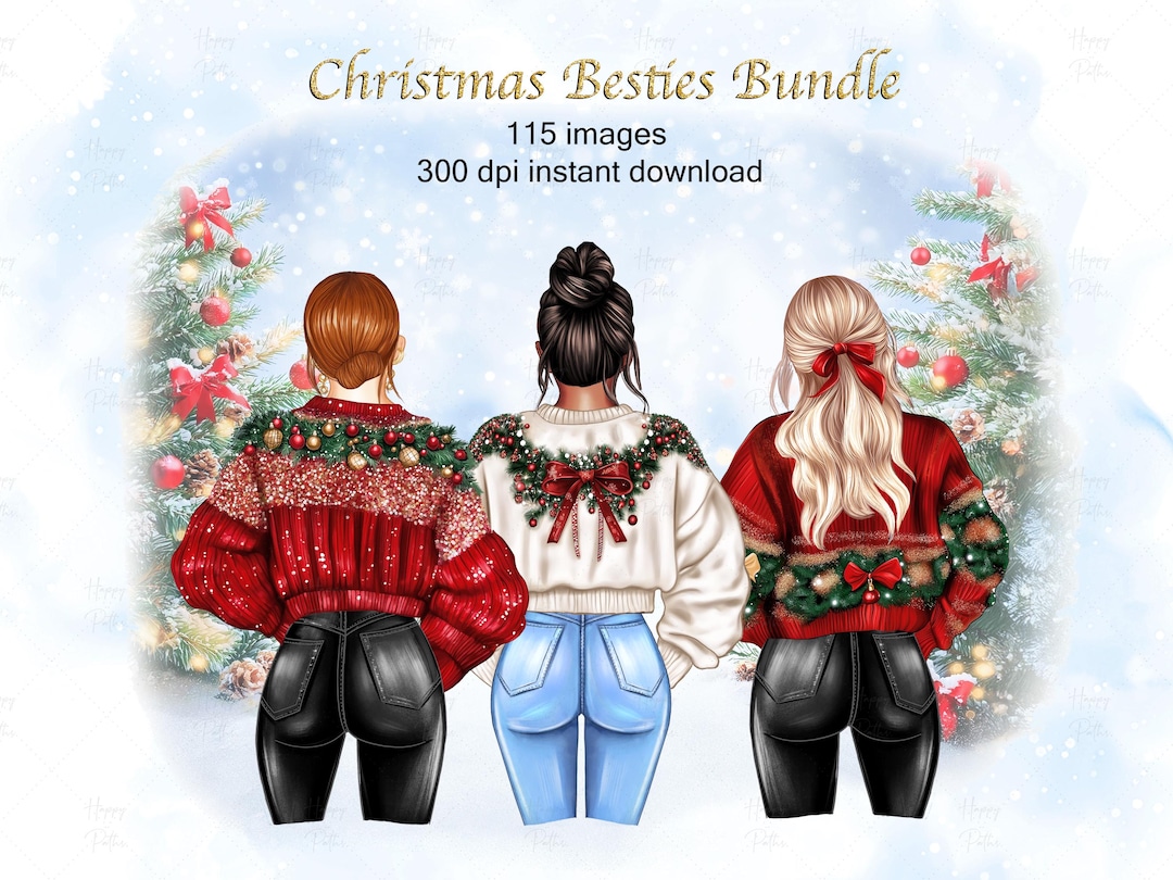 Christmas Best Friends DIY Portrait Bundle, Bestie Christmas Pack ...
