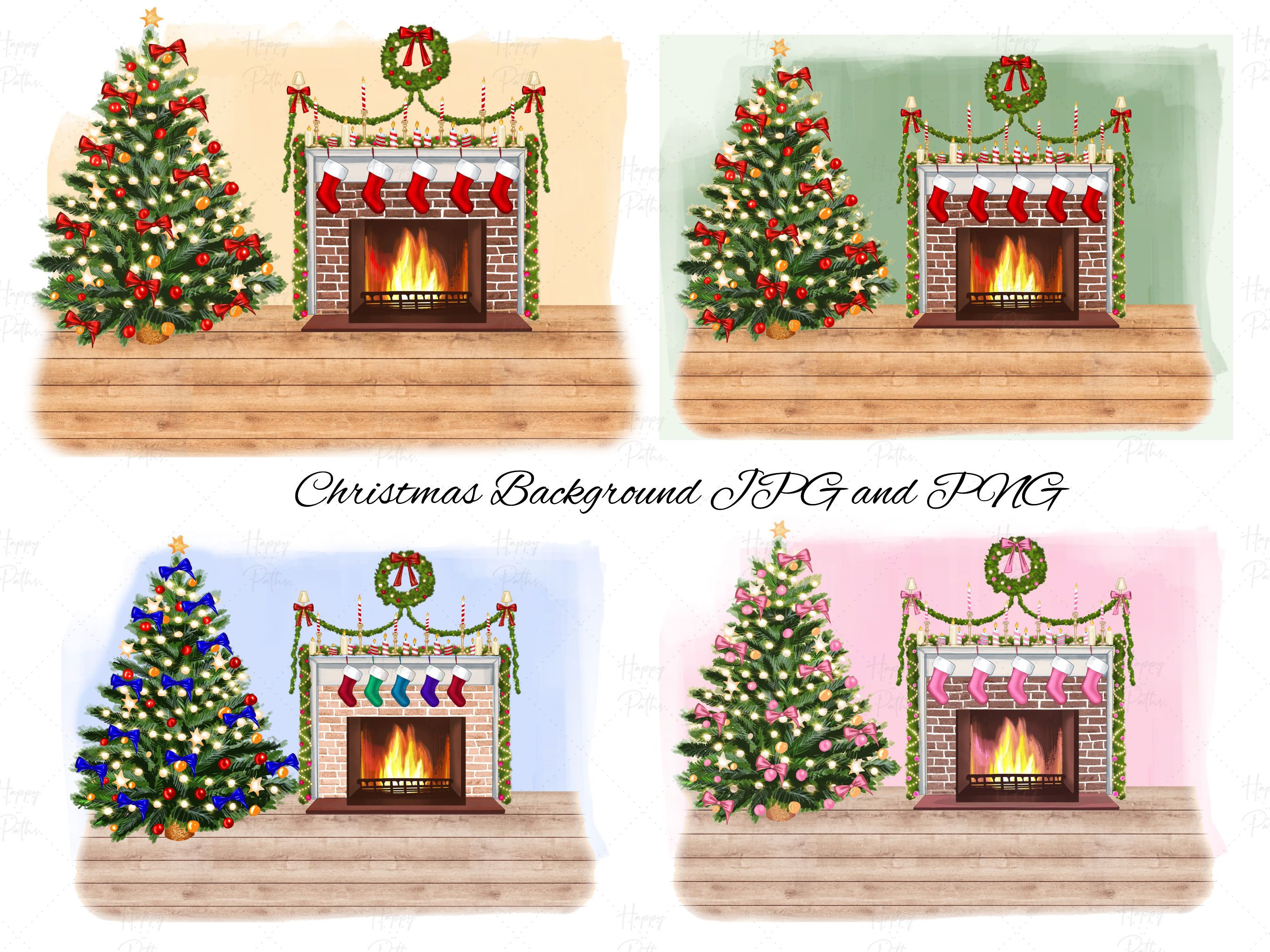 Homemade Christmas Fireplaces Clipart