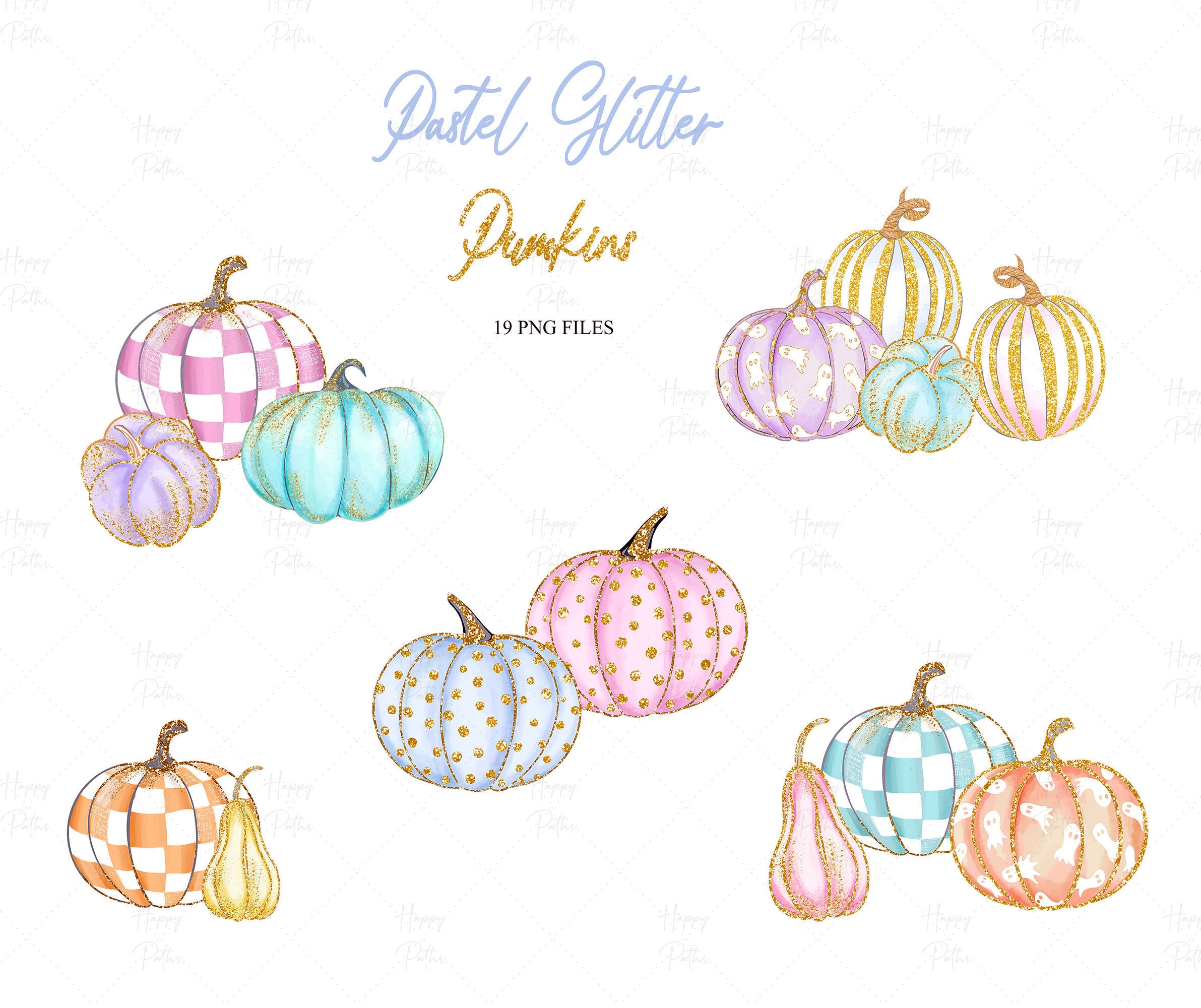 Pumpkins Clipart, Halloween Clipart, Halloween Design Handpainted ...
