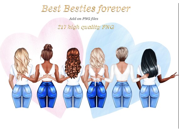 Besties Portrait Creator BFF Illustration Editable Besties - Etsy