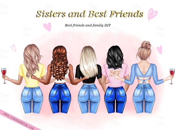 Best Friends Clipart Bundle Custom Besties Add on Besties - Etsy