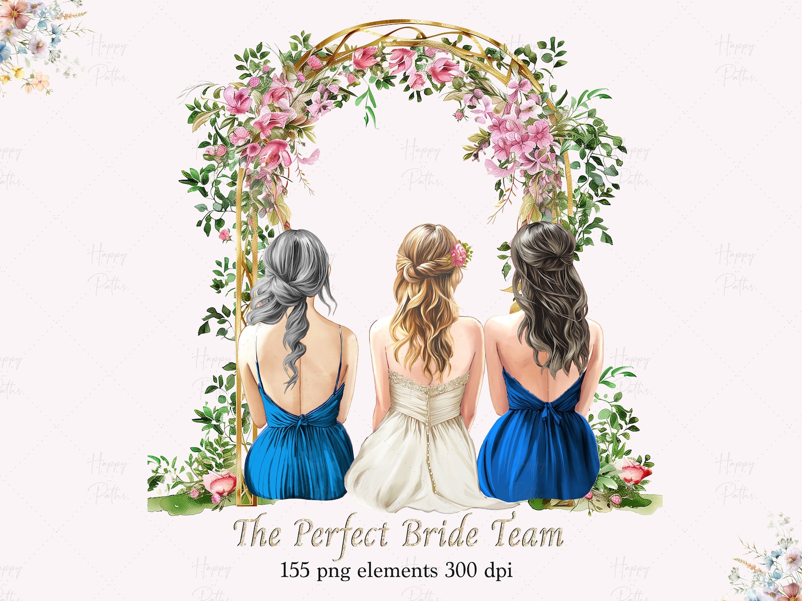 Bridesmaids Illustration DIY Wedding Clipart Custom Wedding Graphics ...