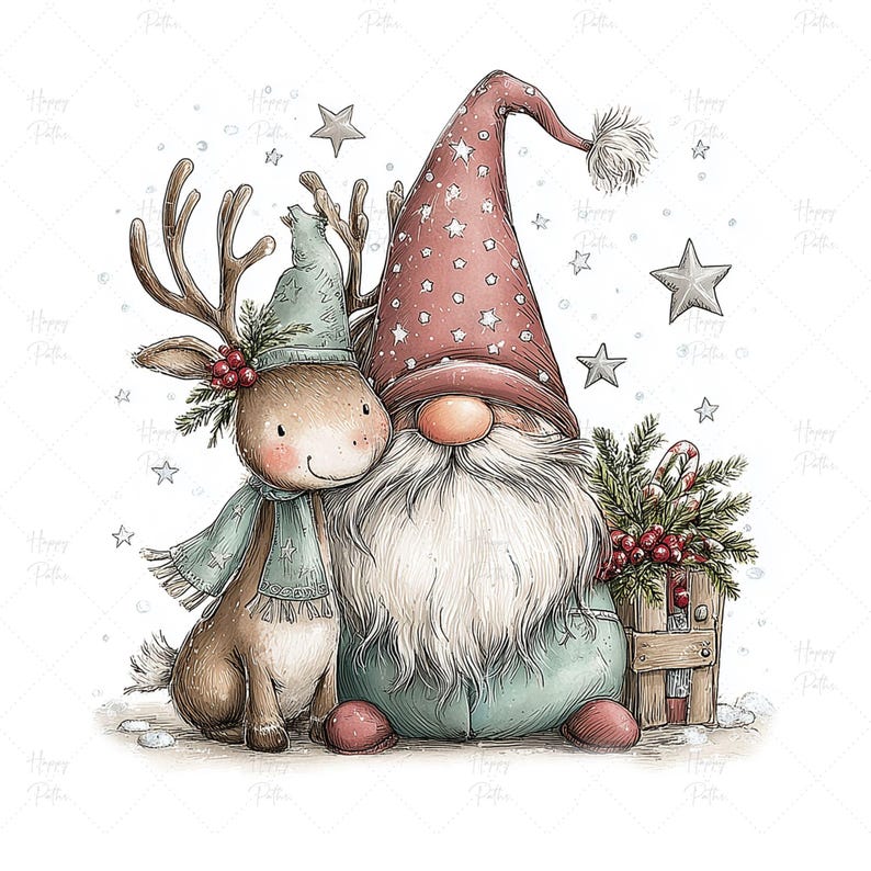 18 Whimsical Christmas Gnomes Clipart, Quirky Watercolor Nordic Gnomes ...