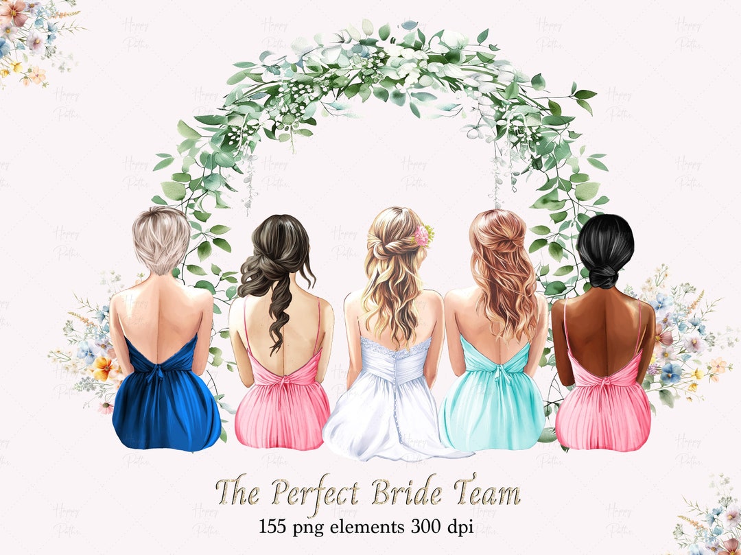 Bridesmaids Illustration DIY Wedding Clipart Custom Wedding Graphics ...