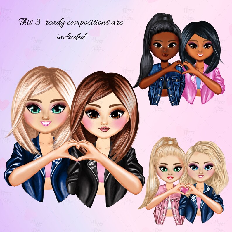 Chibi Besties Soul Sisters Clipart, Chibi Clipart,friendship Clipart ...