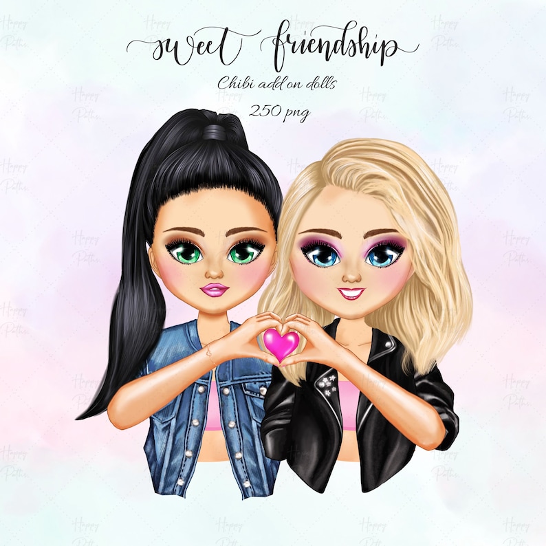 Chibi Besties Soul Sisters Clipart, Chibi Clipart,friendship Clipart ...