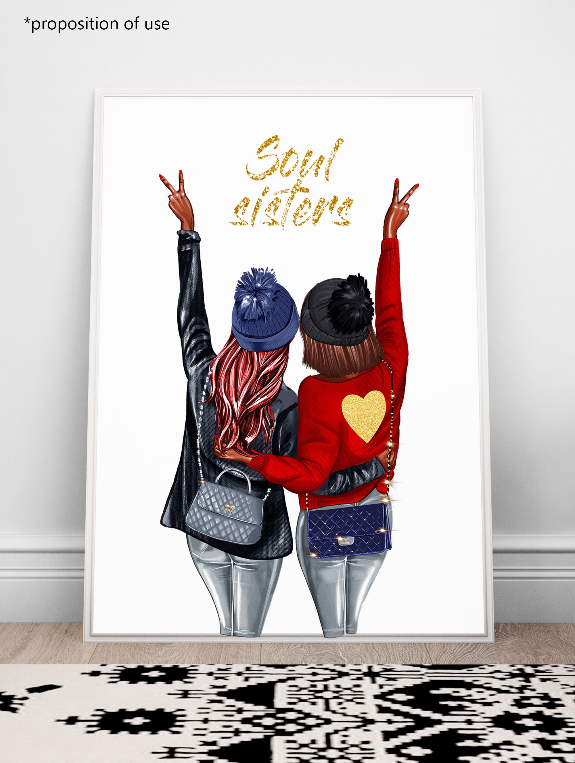 Customizable BFF Clipart, Best Friends Illustration (digital Download ...
