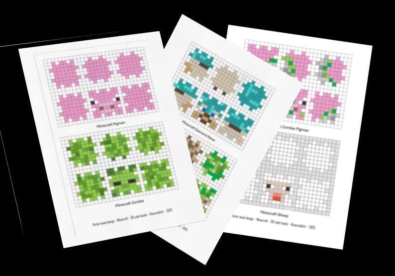 Minecraft Perler Bead Pattern for 3d Cubes Diamond Steve, Minecraft ...