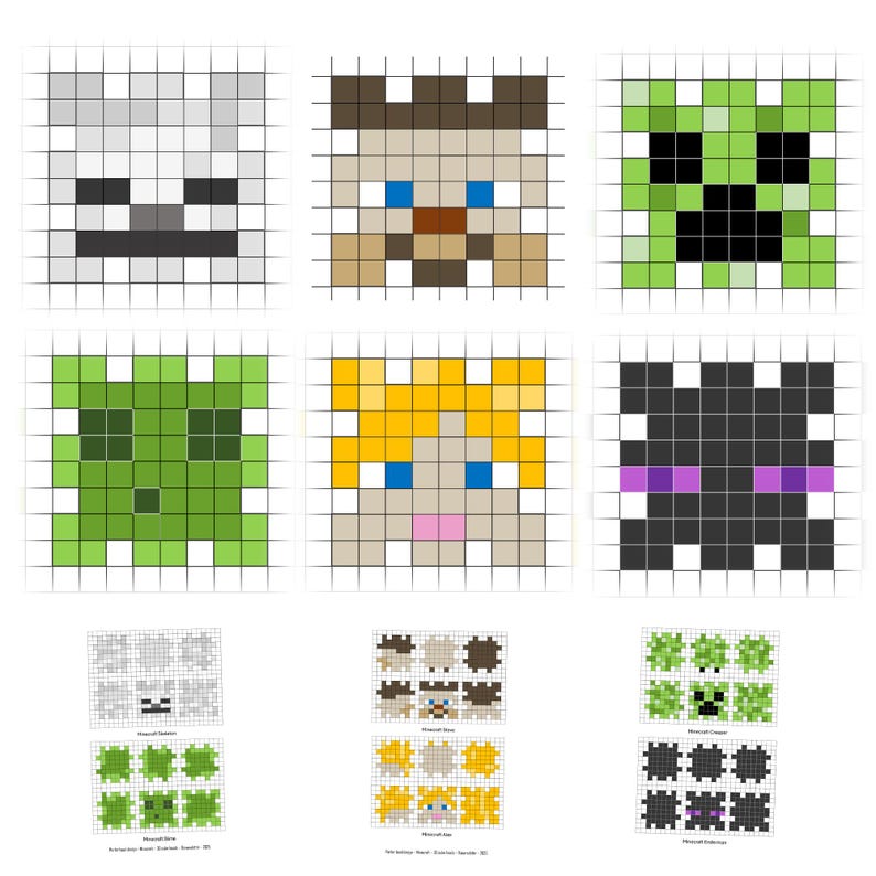 Minecraft Perler Bead Pattern for 3d Cubes Steve, Creeper, Enderman - Etsy