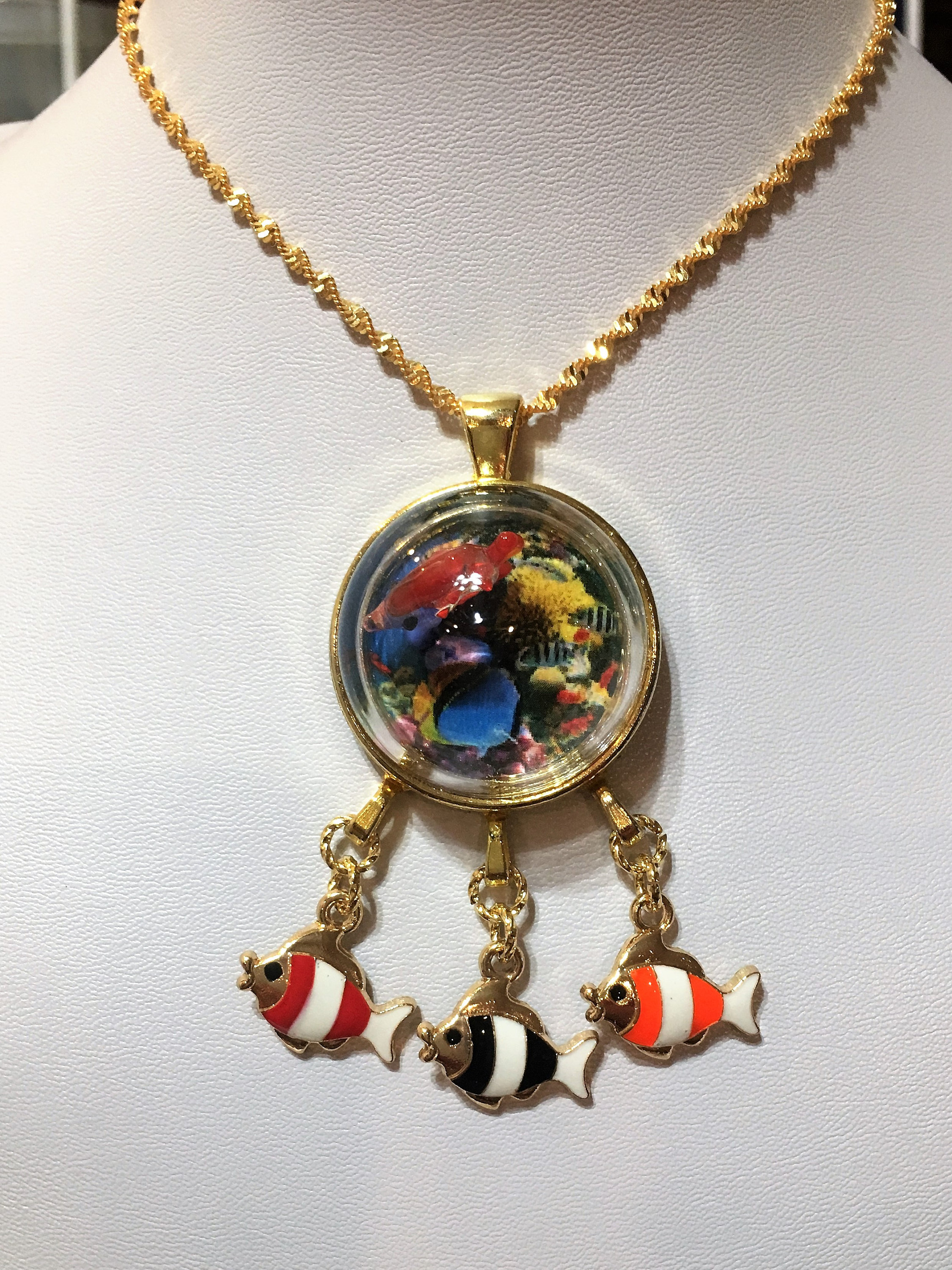 Gold Fish Pendant Necklace Fish Charms Saltwater Glass Fish Nemo - Etsy