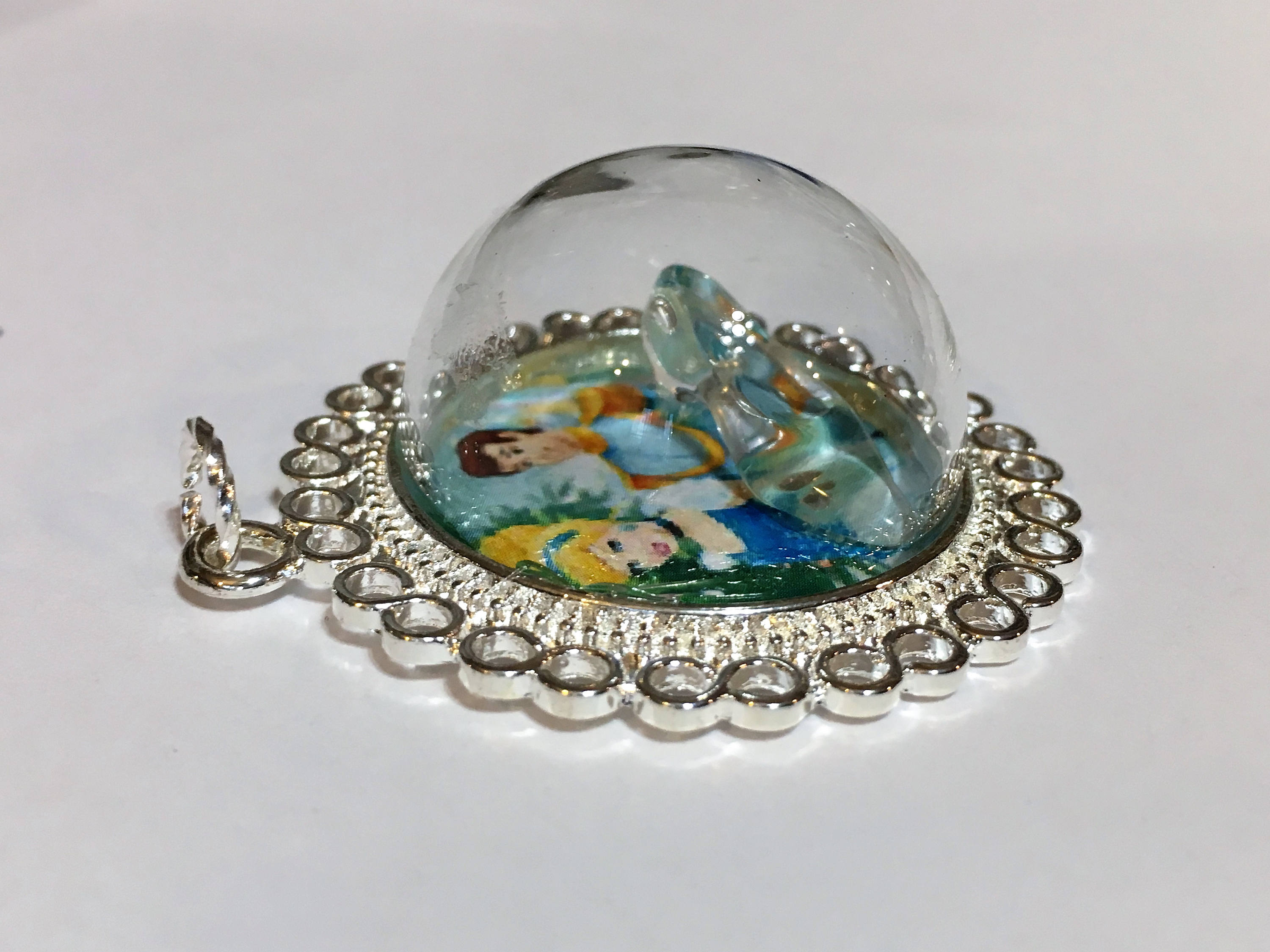 Cinderella Prince Charming Glass Slipper Silver Pendant Necklace Glass ...