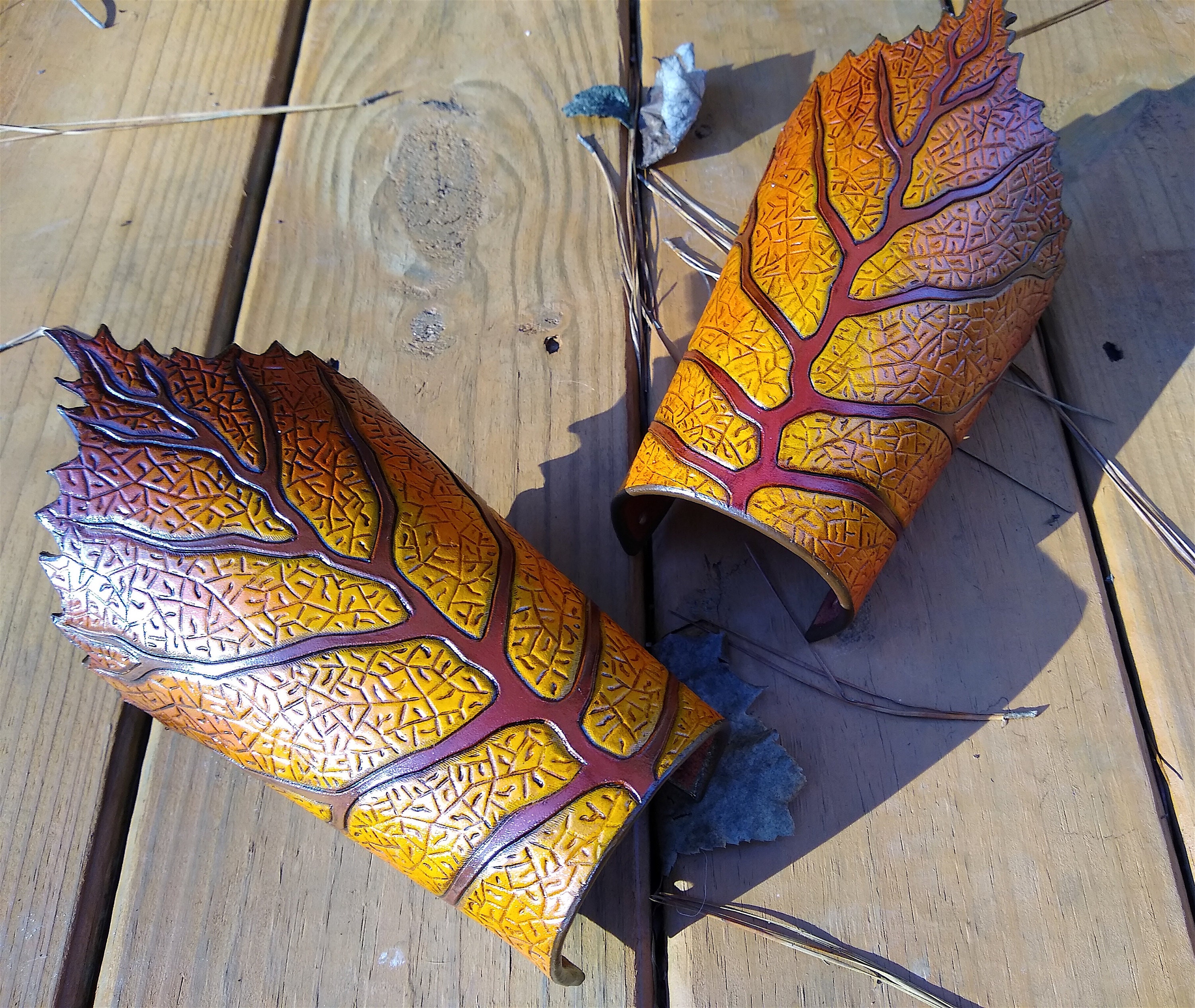 Leather Leaf Bracers Made to Order | Etsy