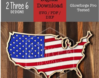 DIGITAL FILE American Flag USA Home Sign, Laser Cut File, Glowforge ...