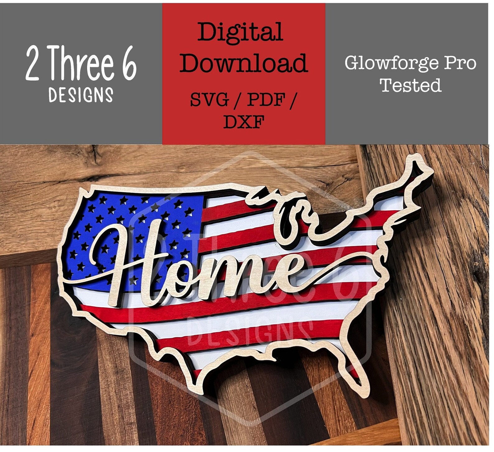 DIGITAL FILE American Flag USA Home Sign Laser Cut File - Etsy