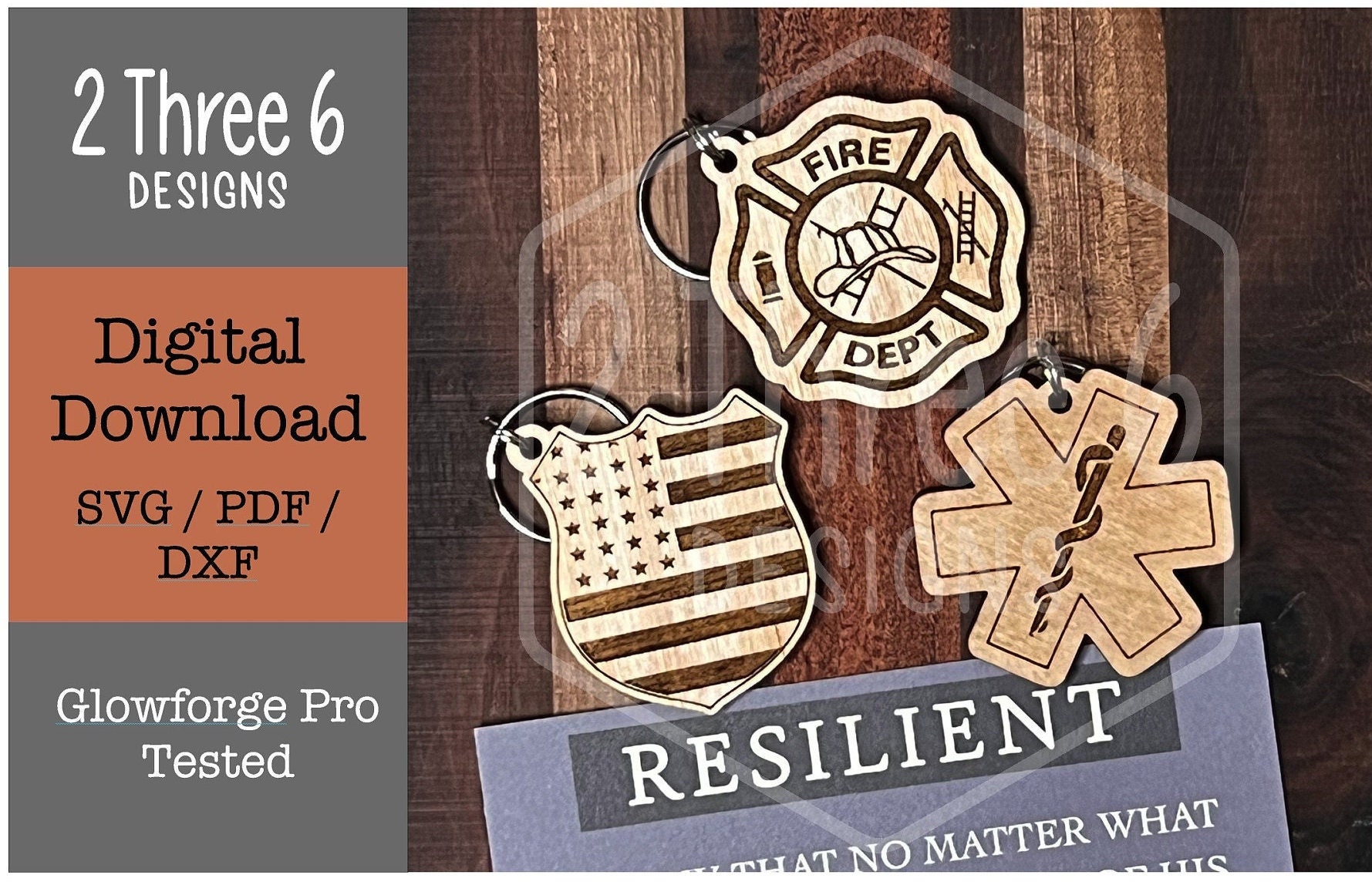 Digital File First Responder Keychains: Laser Cut File, Glowforge, SVG ...