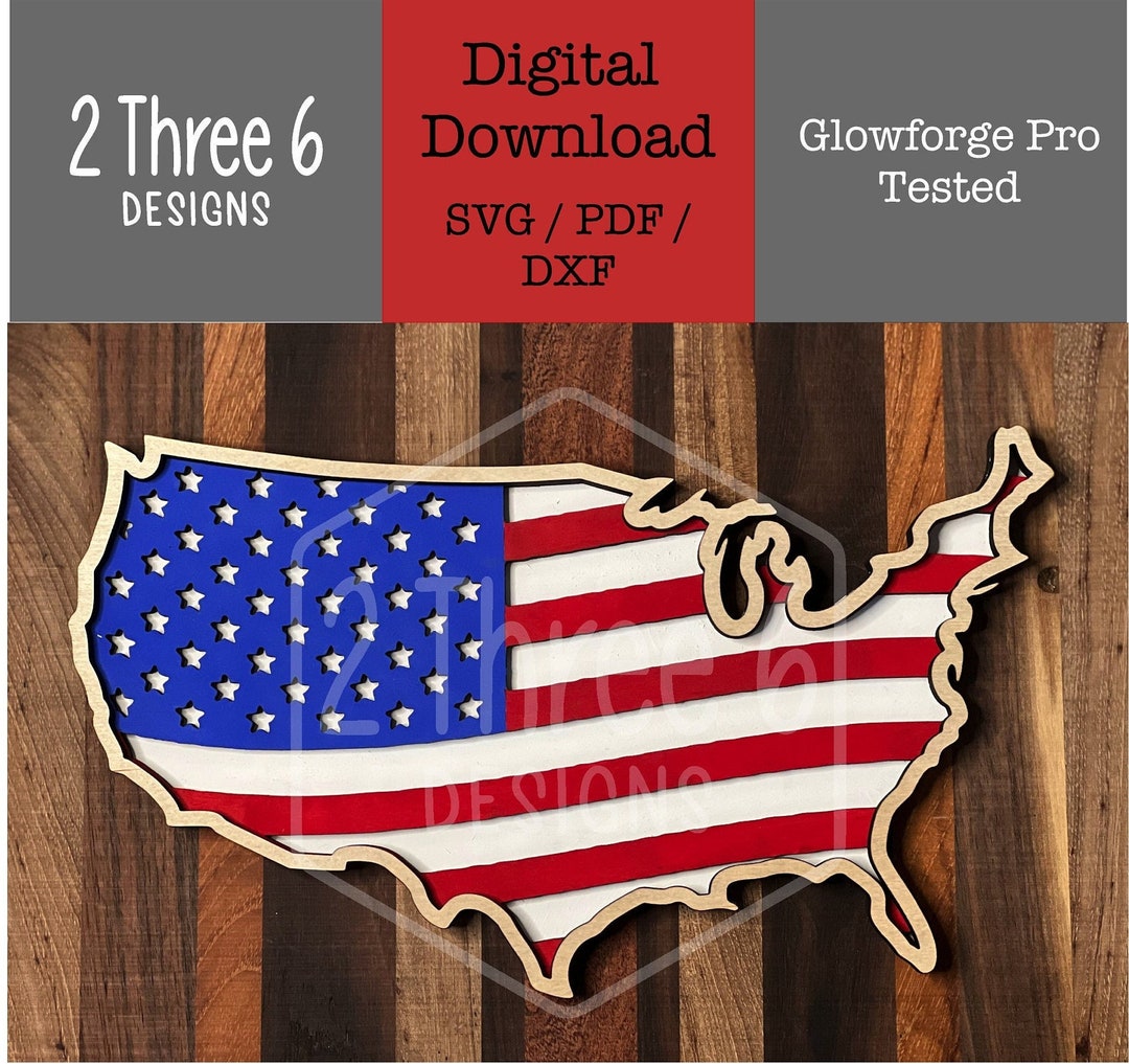 DIGITAL FILE American Flag USA Sign, Laser Cut File, Glowforge, Svg/pdf ...