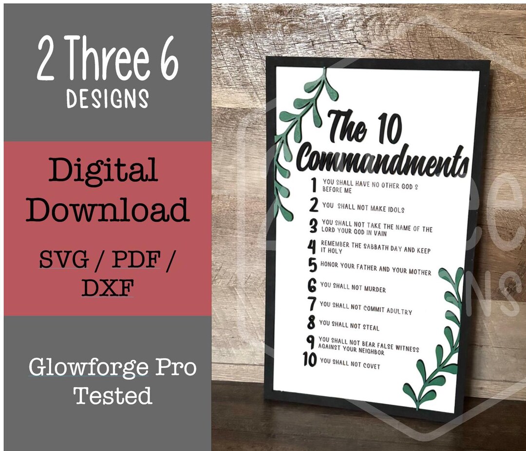 Digital File 10 Commandments; Glowforge Cut File, SVG/PDF/DXF, Laser ...