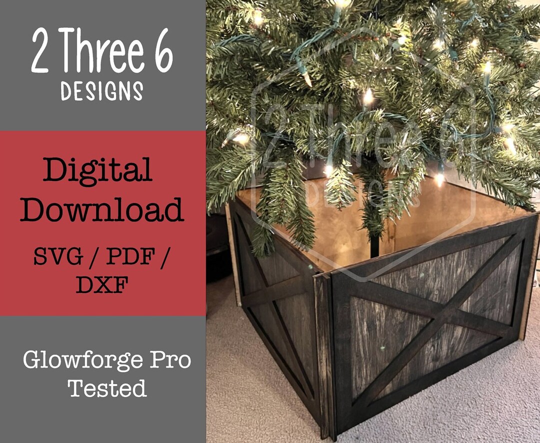 Digital File Rustic Christmas Tree Box Collar; Glowforge Cut File, SVG ...