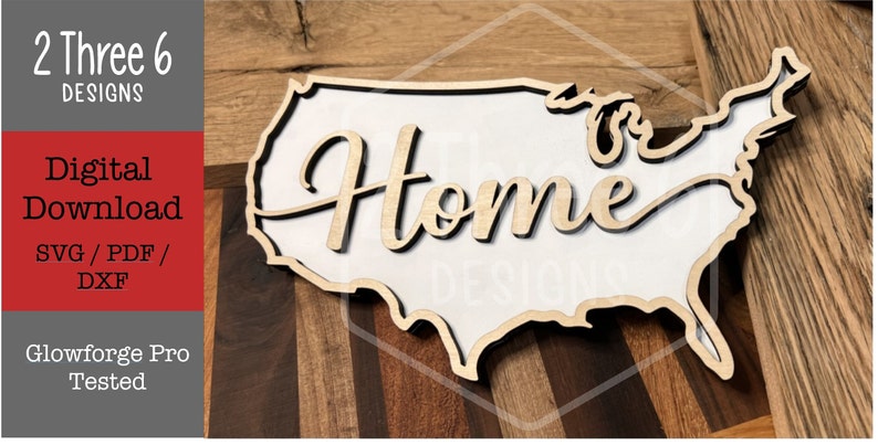 DIGITAL FILE American Flag USA Home Sign Laser Cut File - Etsy