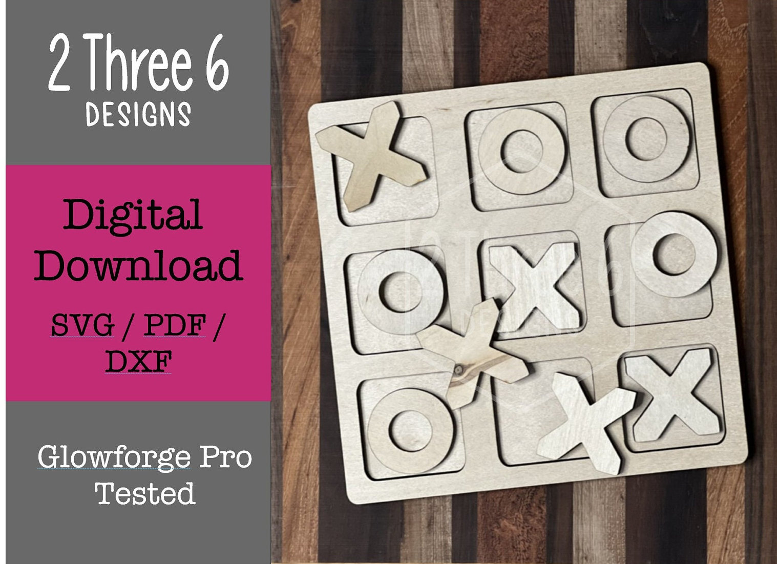 Digital File Tic Tac Toe Game: Laser Cut File, Glowforge, SVG/PDF/DXF ...