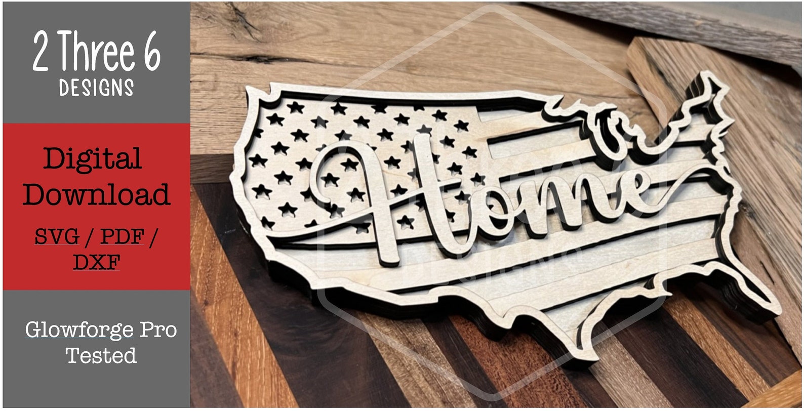 DIGITAL FILE American Flag USA Home Sign Laser Cut File - Etsy