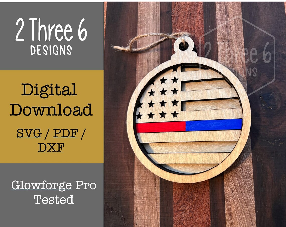Digital File First Responder Ornament; Glowforge Cut File, SVG/PDF/DXF ...
