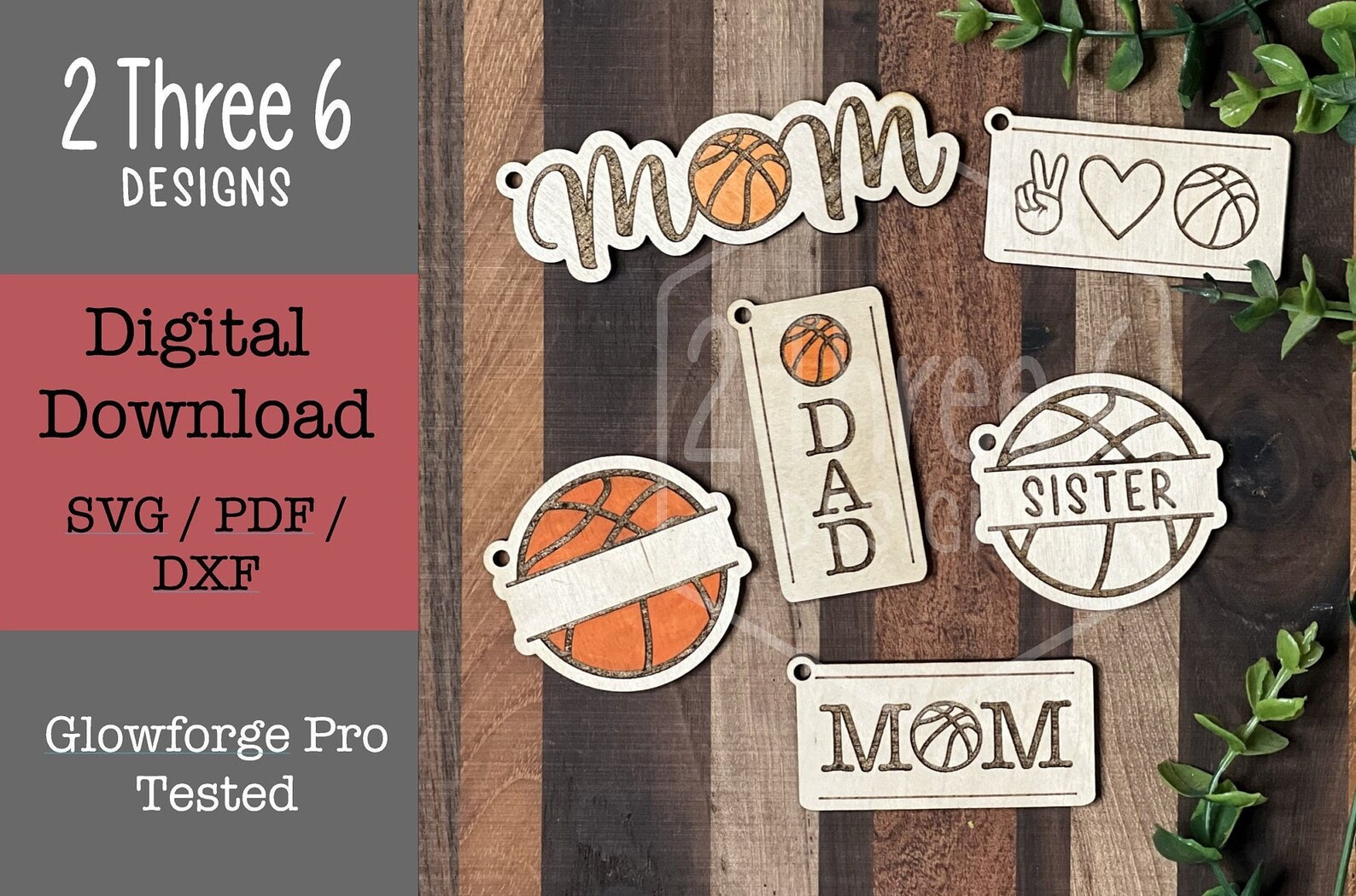 Digital File Basketball Keychains: Laser Cut File, Glowforge, SVG/PDF ...