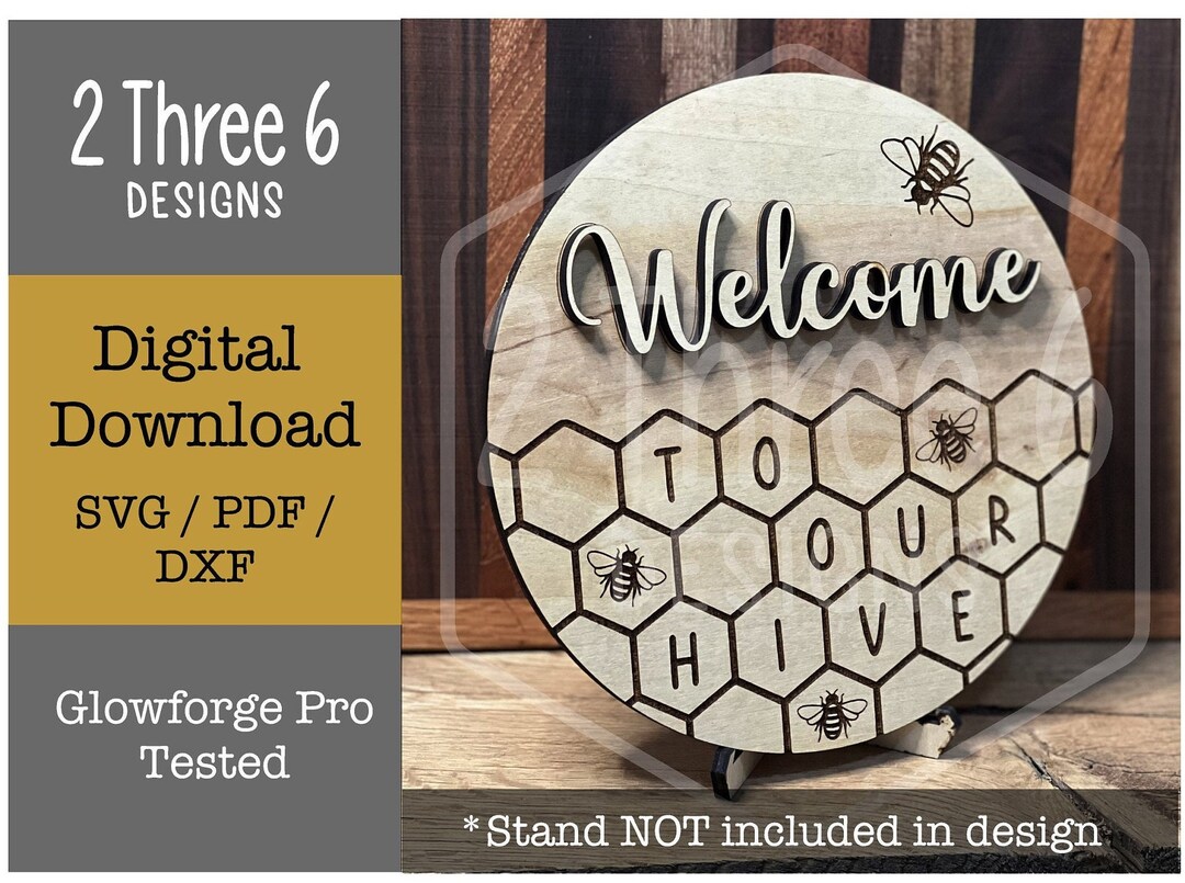 Digital File Bee Welcome Sign Laser Cut File, Glowforge, SVG/PDF/DXF ...