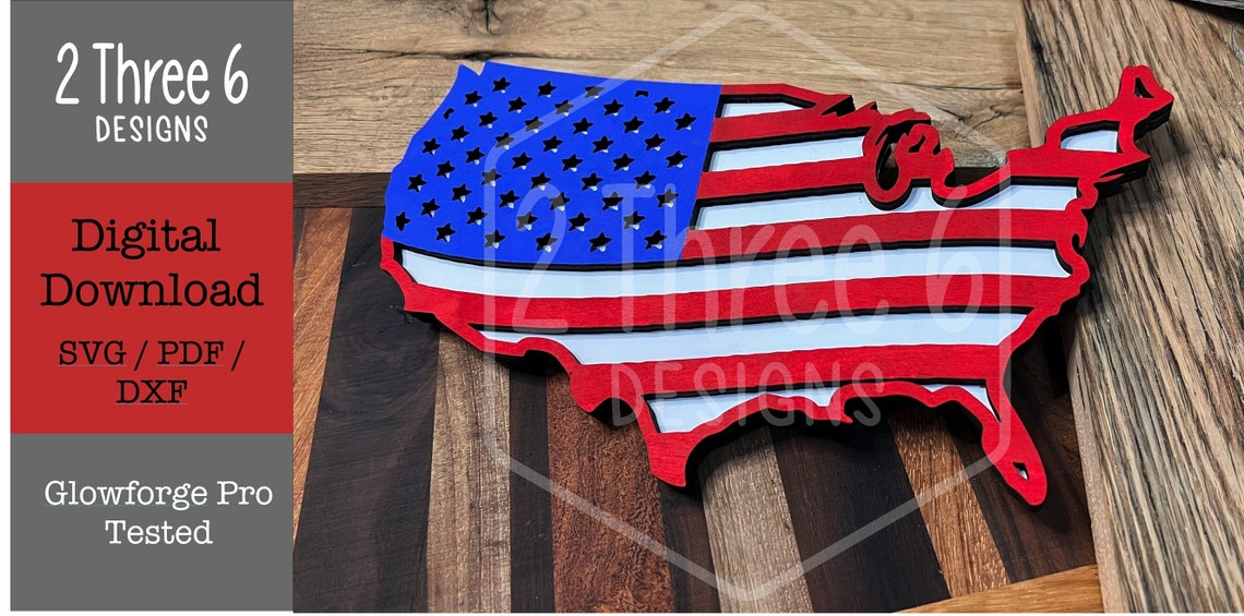 DIGITAL FILE American Flag USA Home Sign Laser Cut File - Etsy