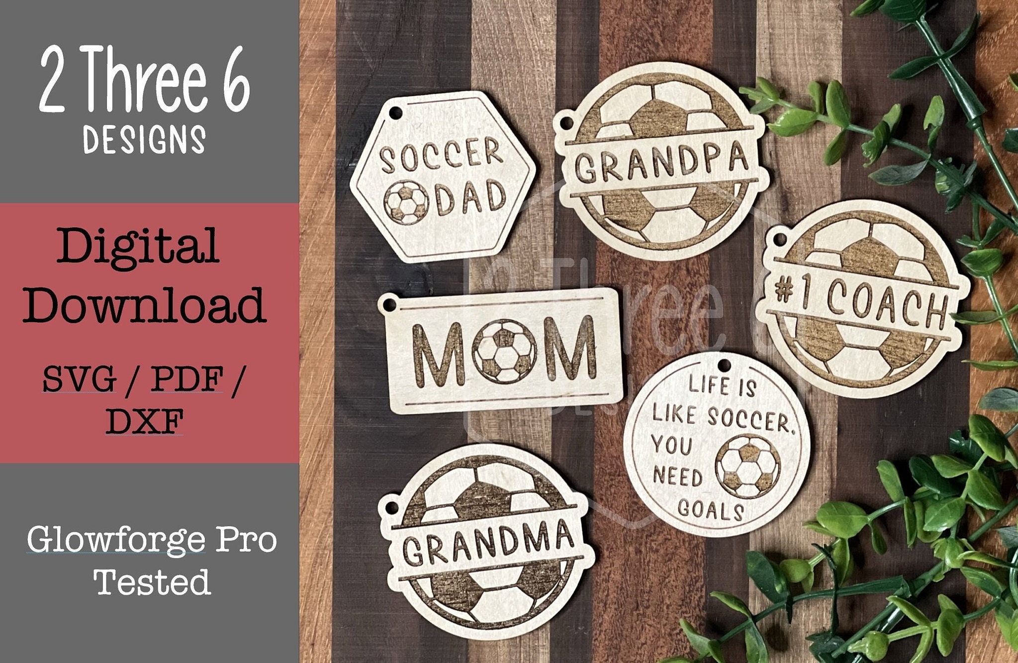Digital File Soccer Keychains: Laser Cut File, Glowforge, SVG/PDF/DXF ...
