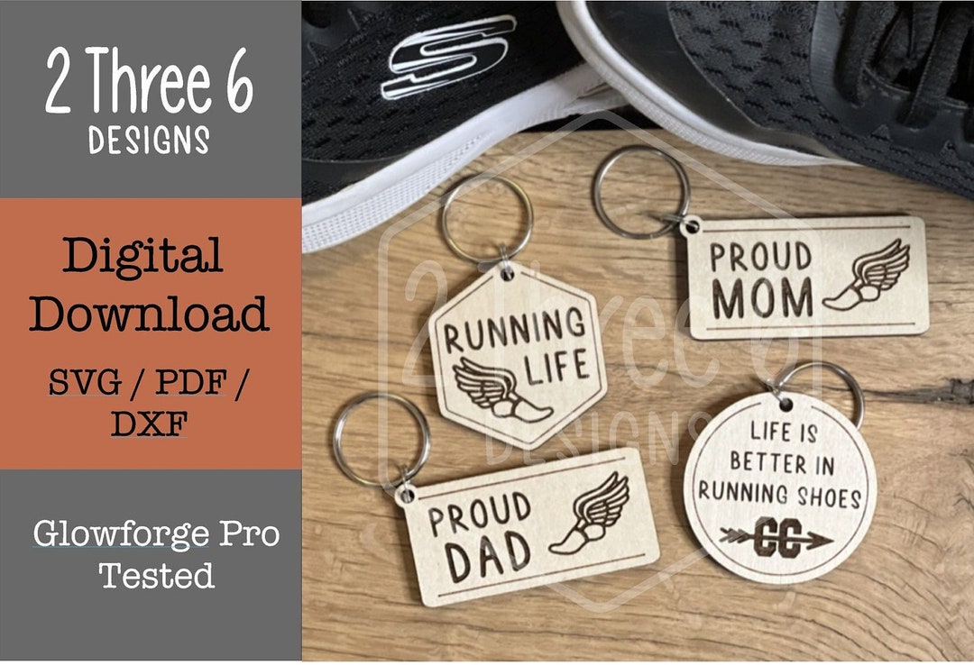 Digital File Cross Country Running Keychains: Laser Cut File, Glowforge ...