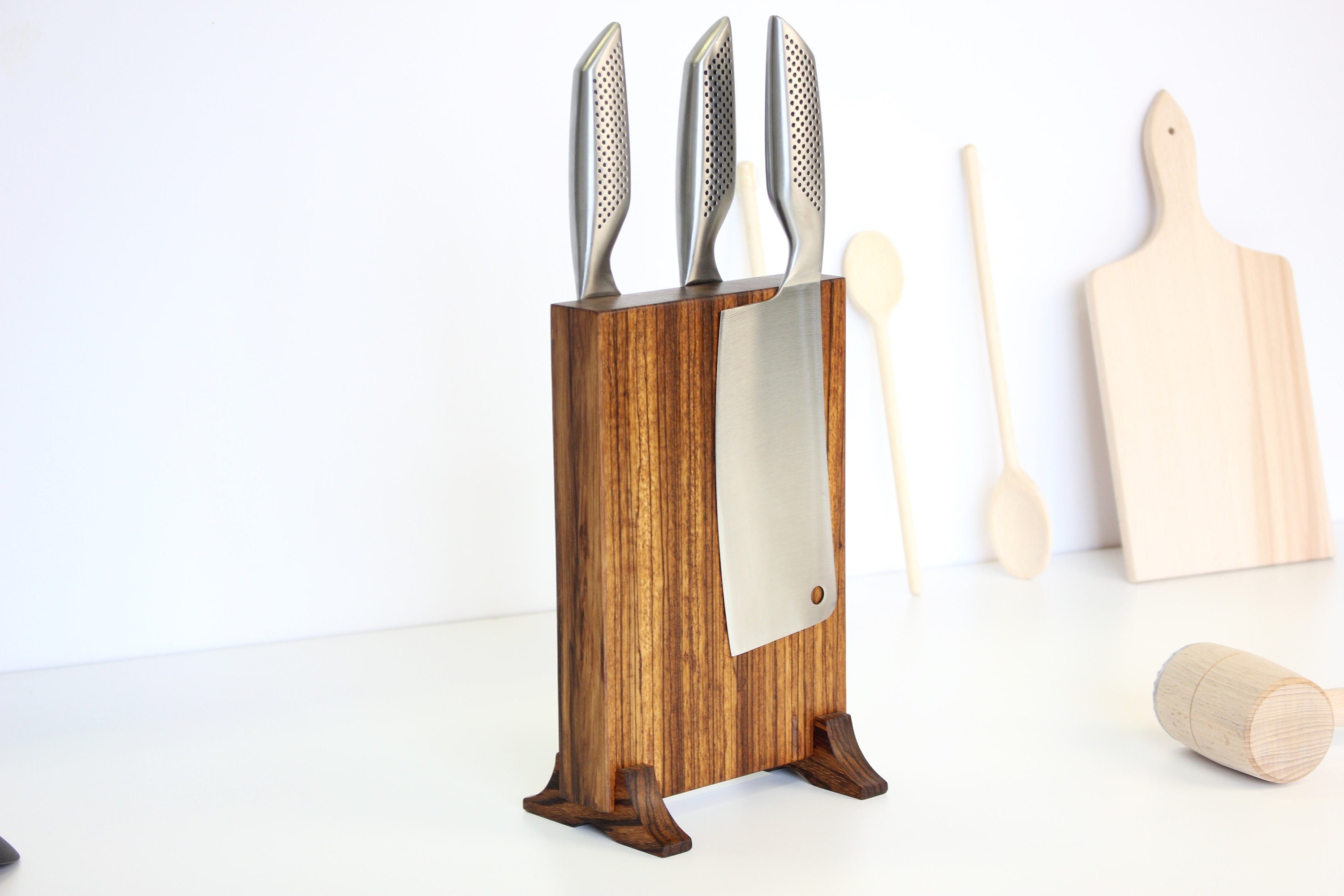Beautiful Knife Holder Magnetic Knife Block Zebrawood Knife - Etsy