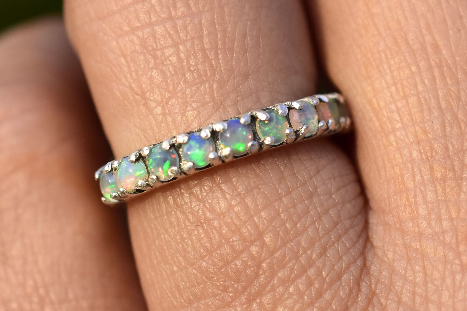 Opal Eternity Band Ethiopian Opal Ring Eternity Wedding | Etsy