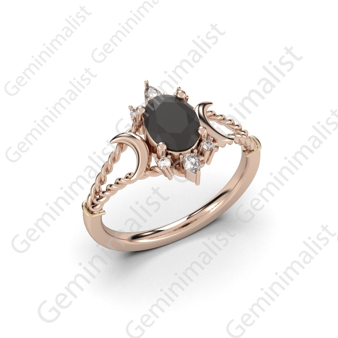 Witchy Engagement Ring Black Onyx Engagement Ring Triple - Etsy
