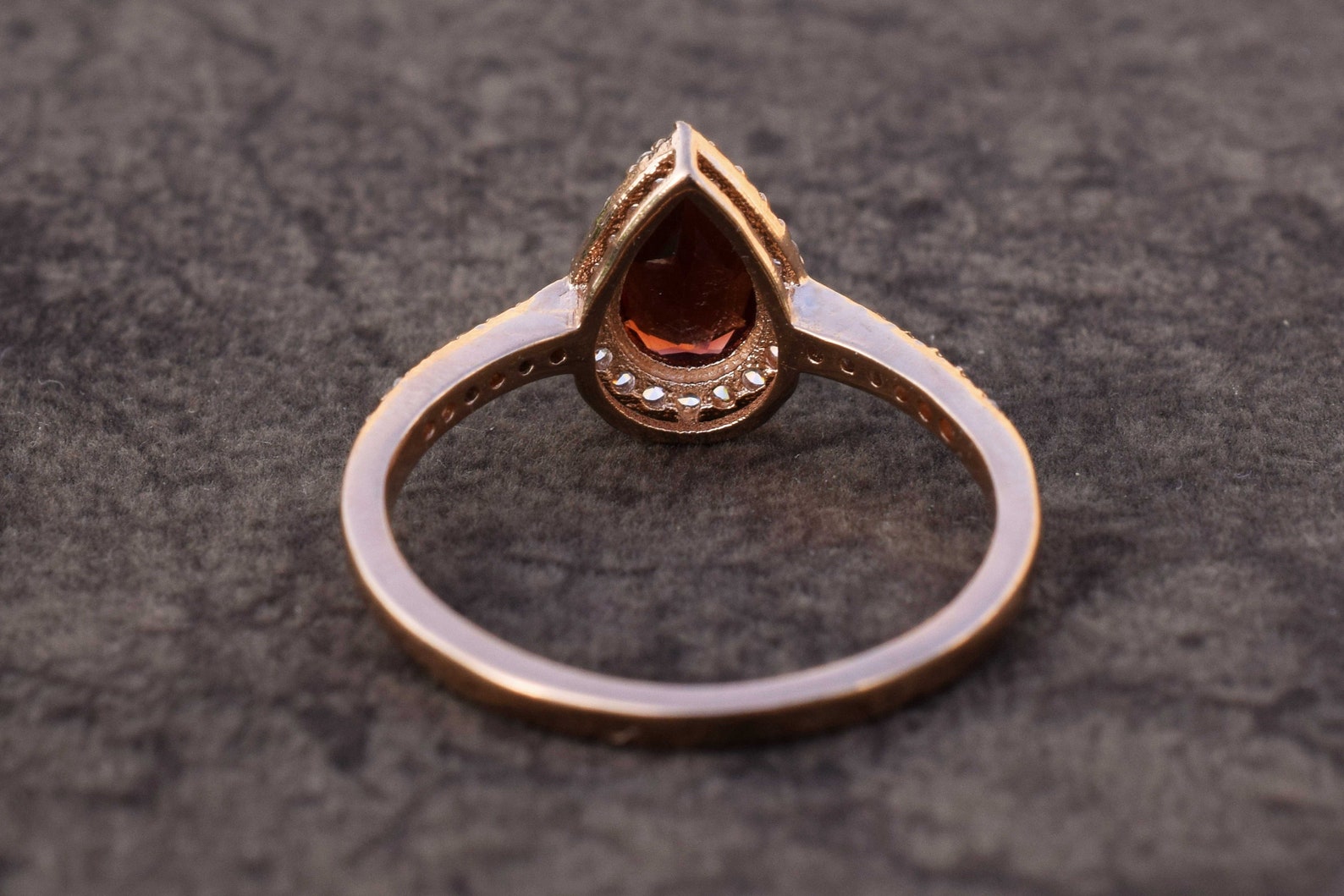Garnet Pear Engagement Ring, Vintage Garnet Wedding Ring, Boho Garnet ...