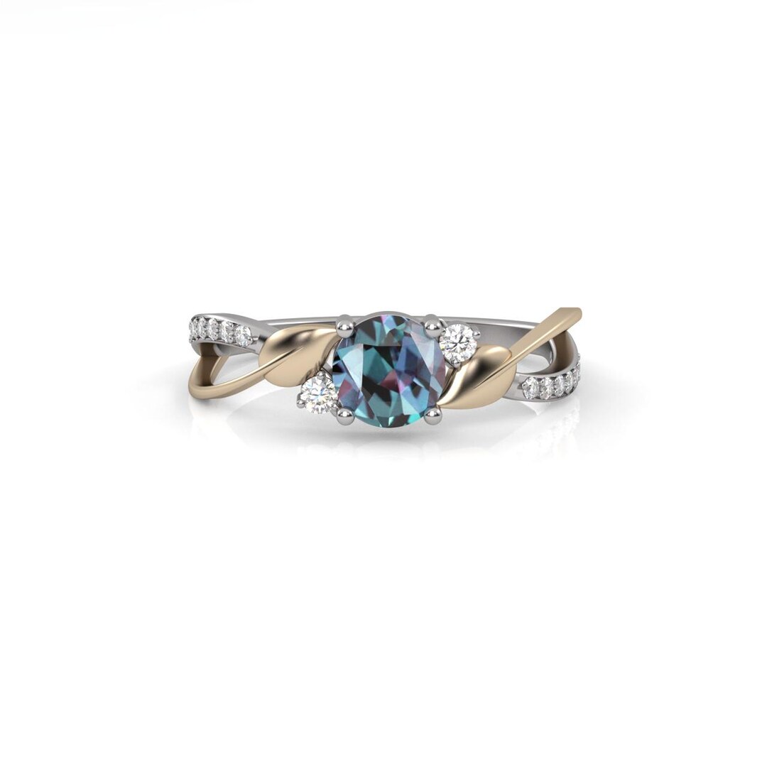 Leaf Alexandrite Engagement Ring, Nature Inspired Branches, June ...