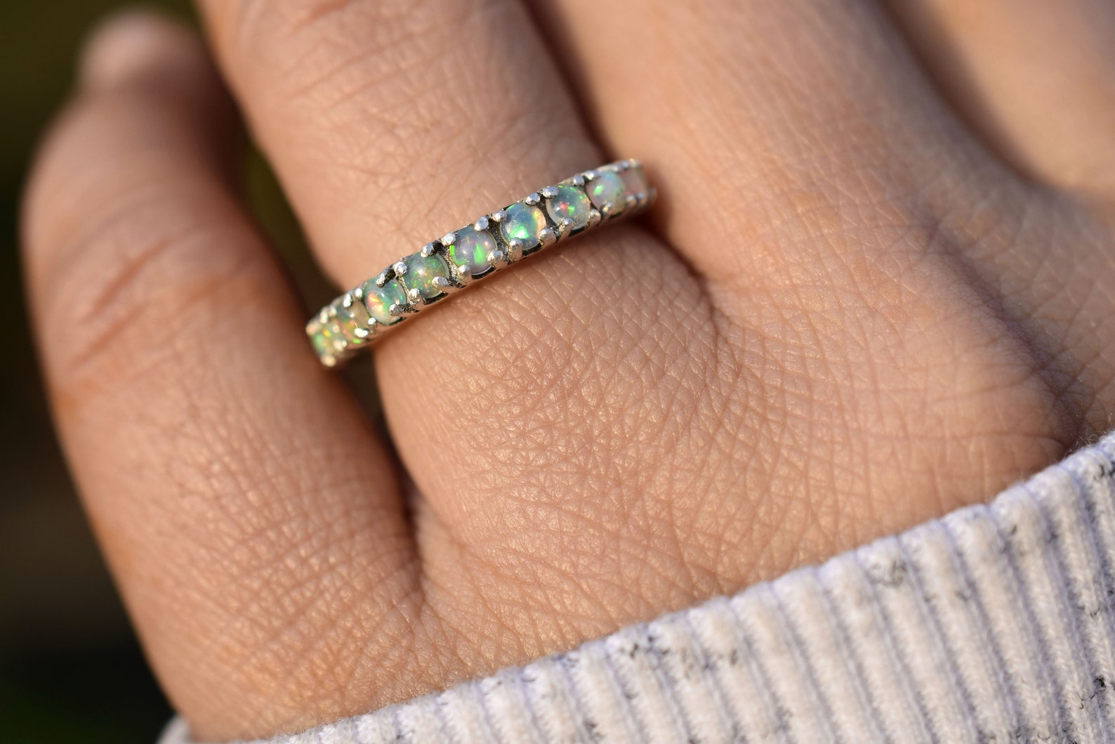 Opal Eternity Band Ethiopian Opal Ring Eternity Wedding | Etsy