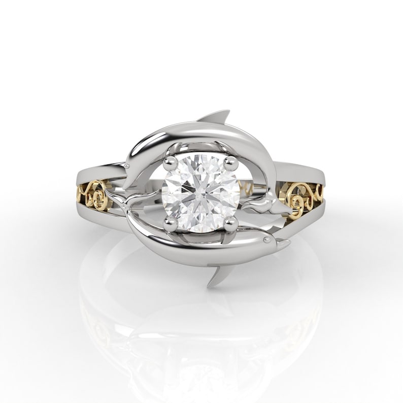 Dainty Moissanite Dolphin Wrap Ring, Coastal Cowgirl Jewelry, Ocean ...
